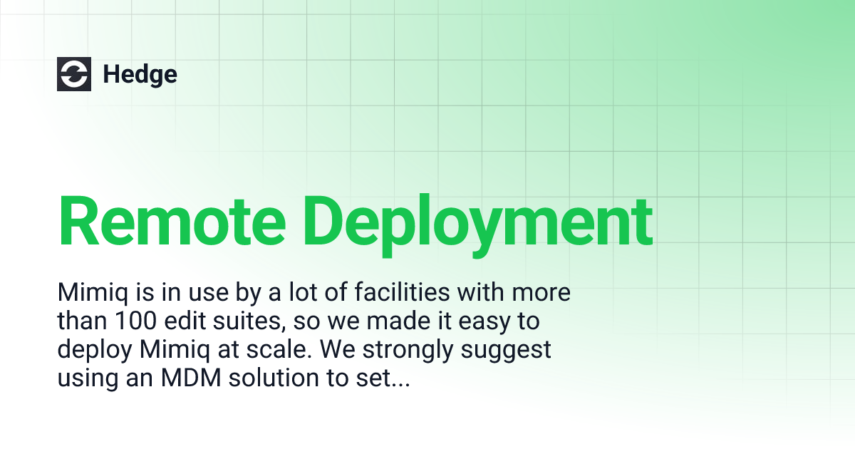 Remote Deployment | Hedge